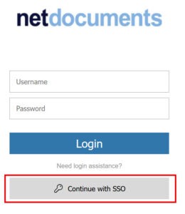 How to Log in when using Single Sign on in NetDocuments | Optiable